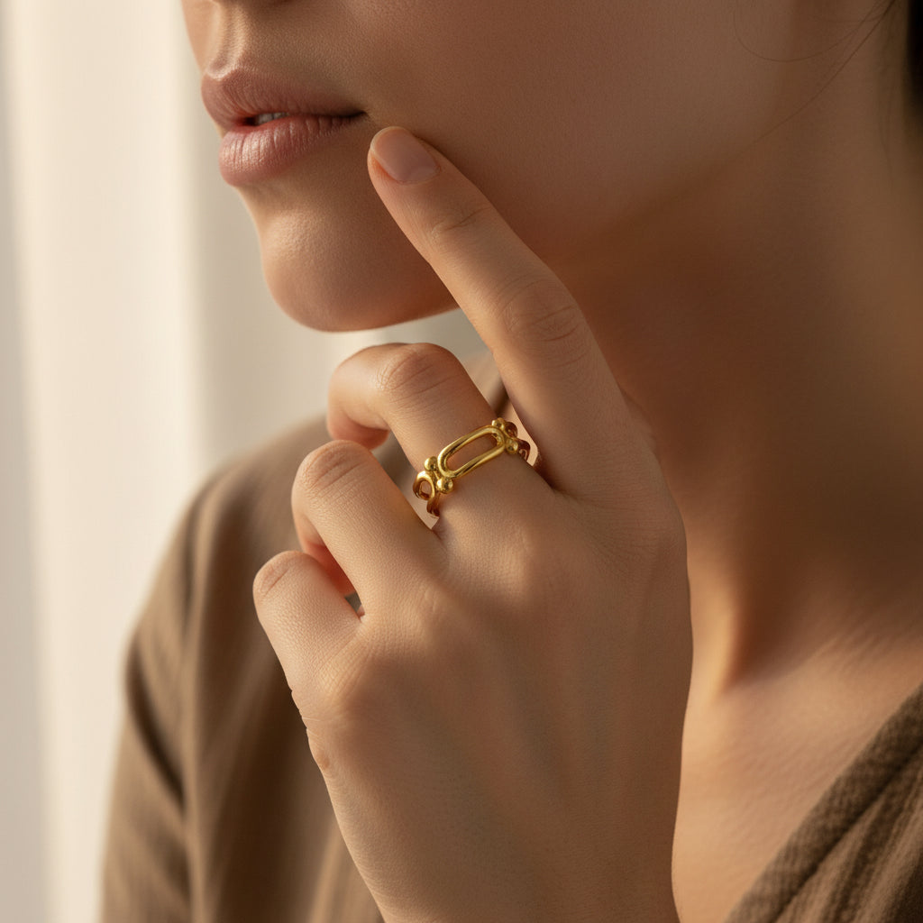 Catlyn Ring, Women's Gold Stainless Steel Ring | VANYTEL